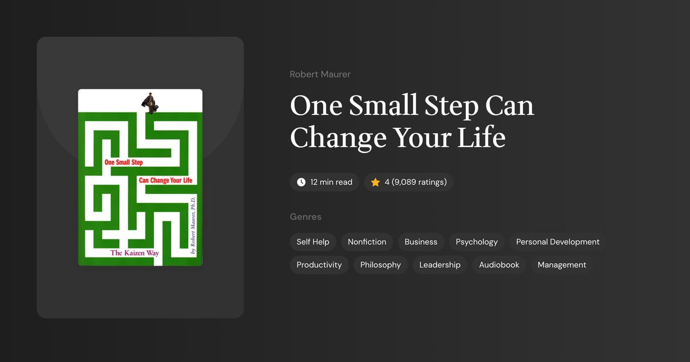 One Small Step Can Change Your Life Book Summary
