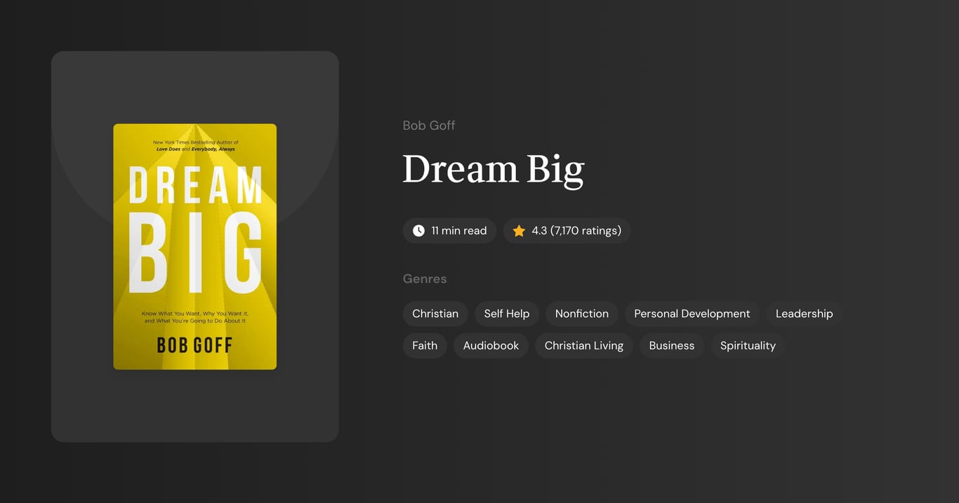 Dream Big Book Summary