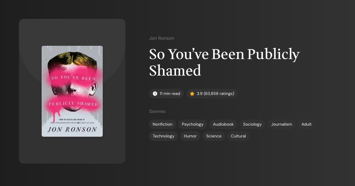 So You’ve Been Publicly Shamed Book Summary