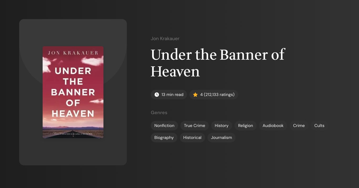 Under the Banner of Heaven Book Summary