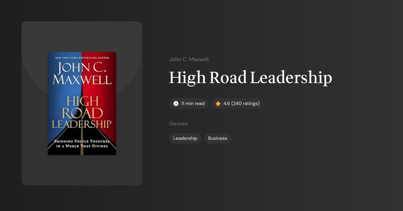 High Road Leadership Book Summary