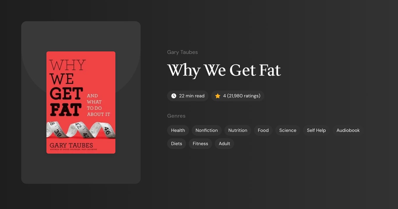 Why We Get Fat Book Summary