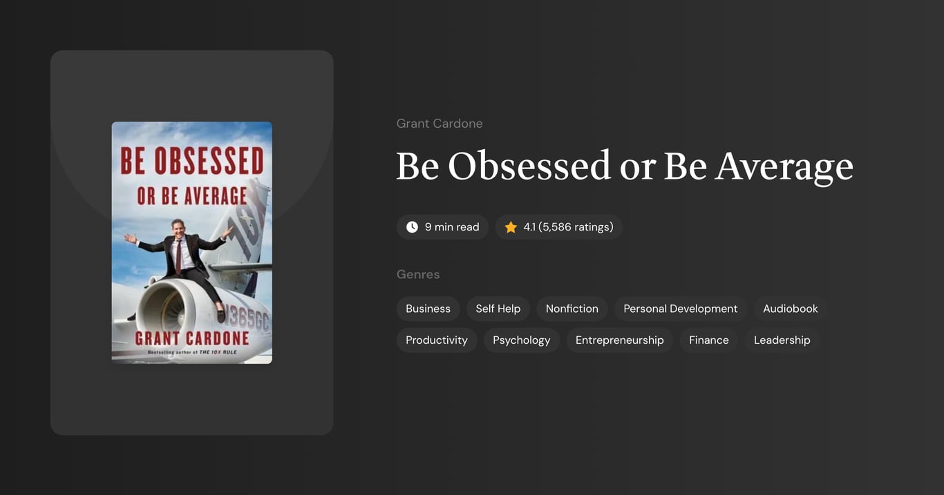 Be Obsessed or Be Average Book Summary