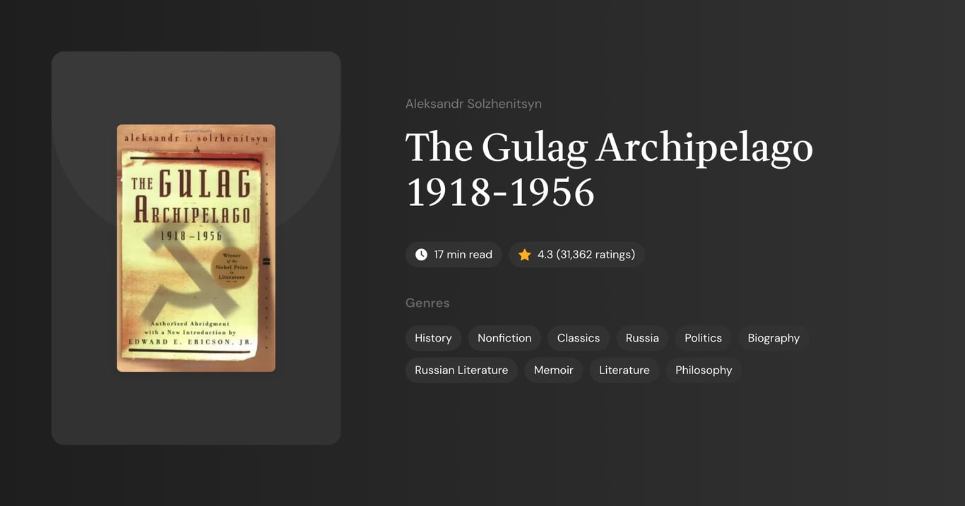 The Gulag Archipelago 1918-1956 Book Summary