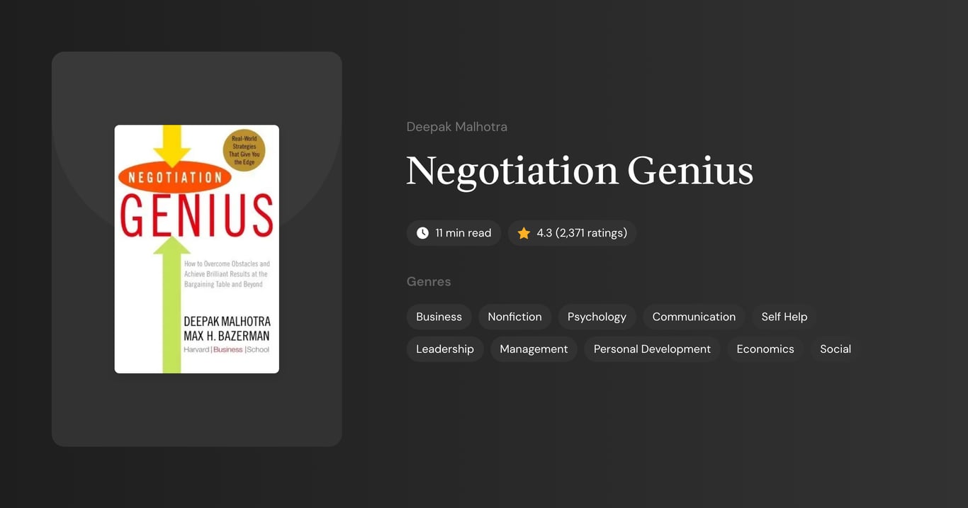 Negotiation Genius Book Summary