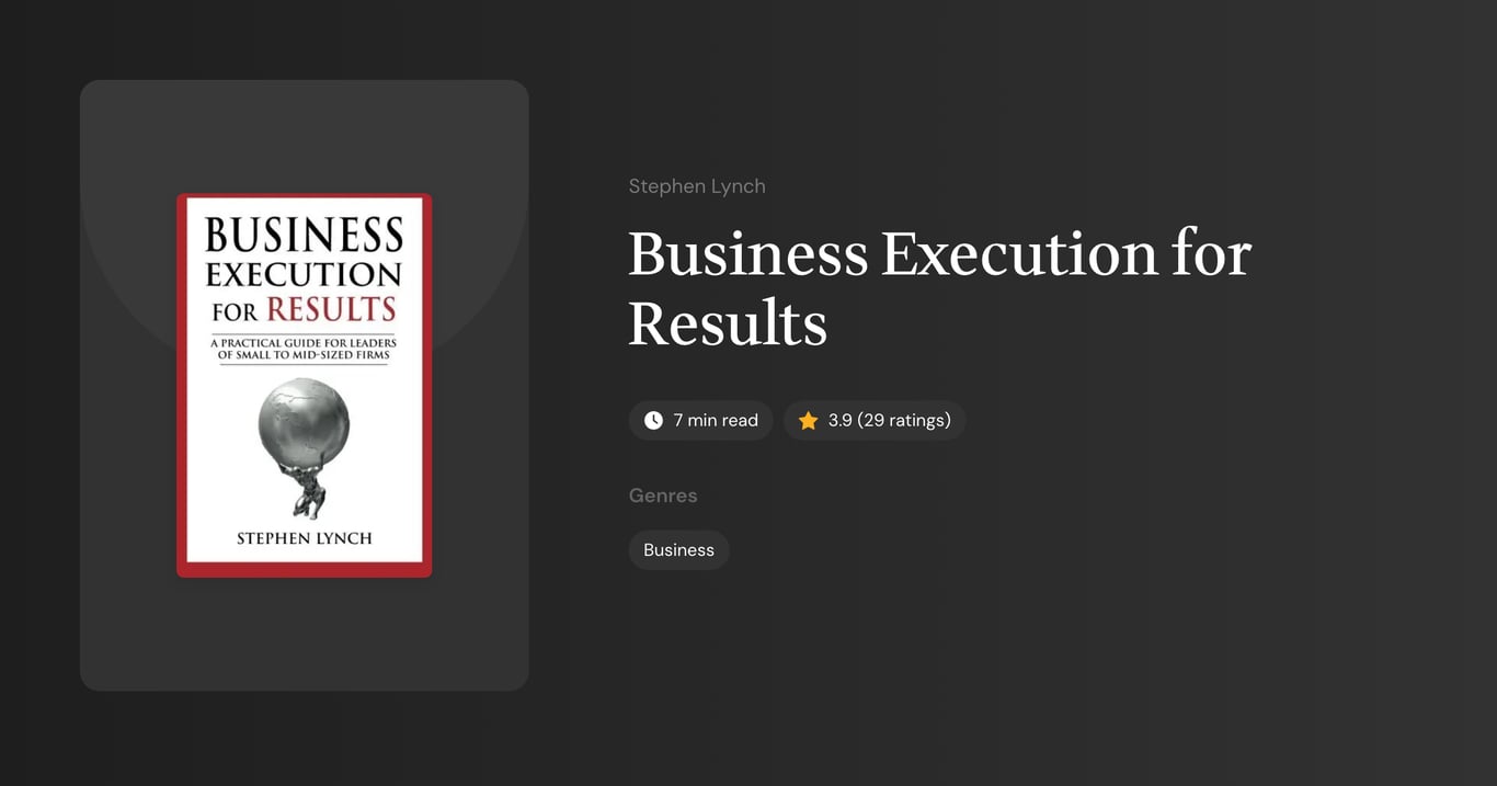 Business Execution for Results Book Summary
