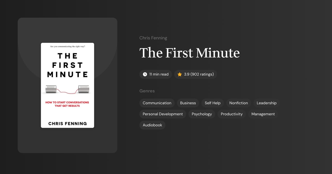 The First Minute Book Summary