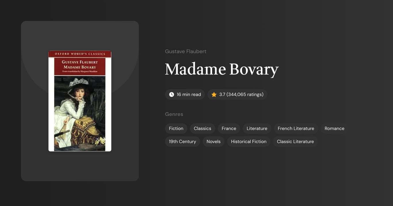 Madame Bovary Book Summary