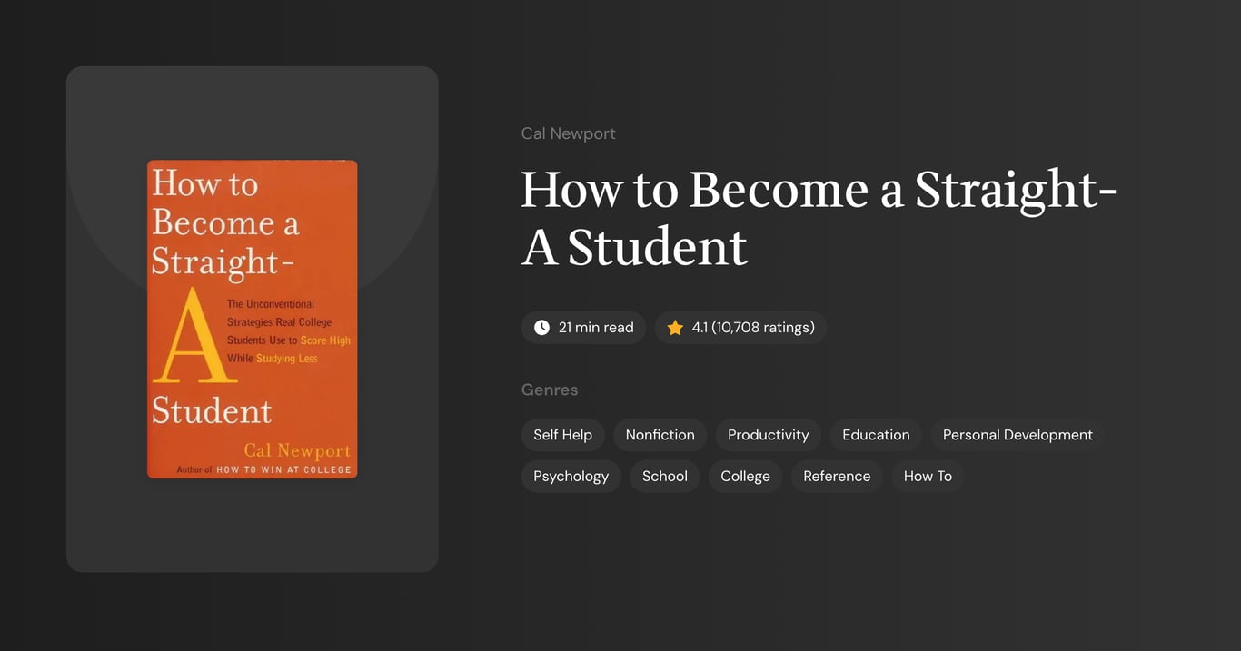 How to Become a Straight-A Student Book Summary