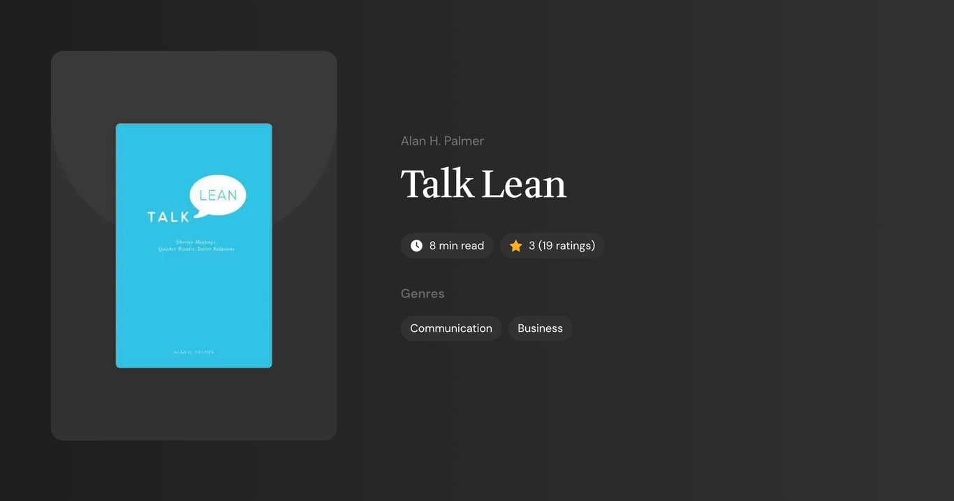 Talk Lean Book Summary