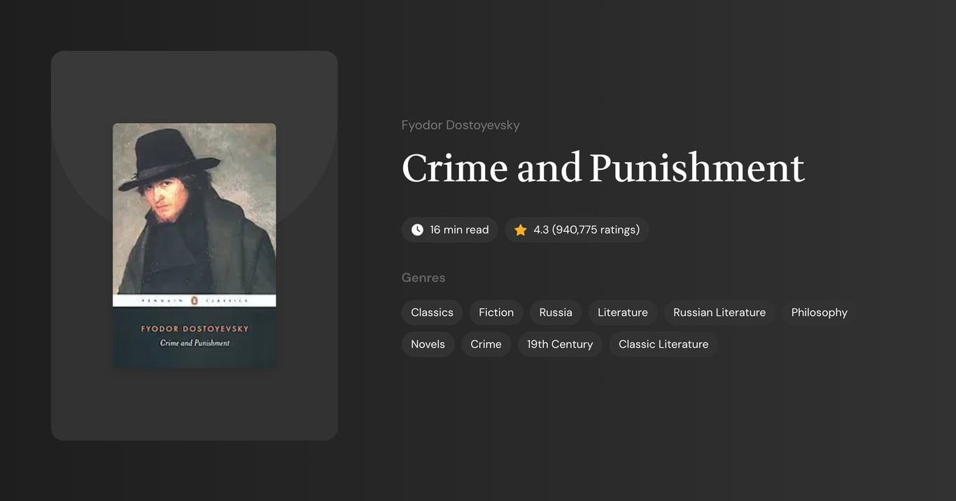 Crime and Punishment Book Summary