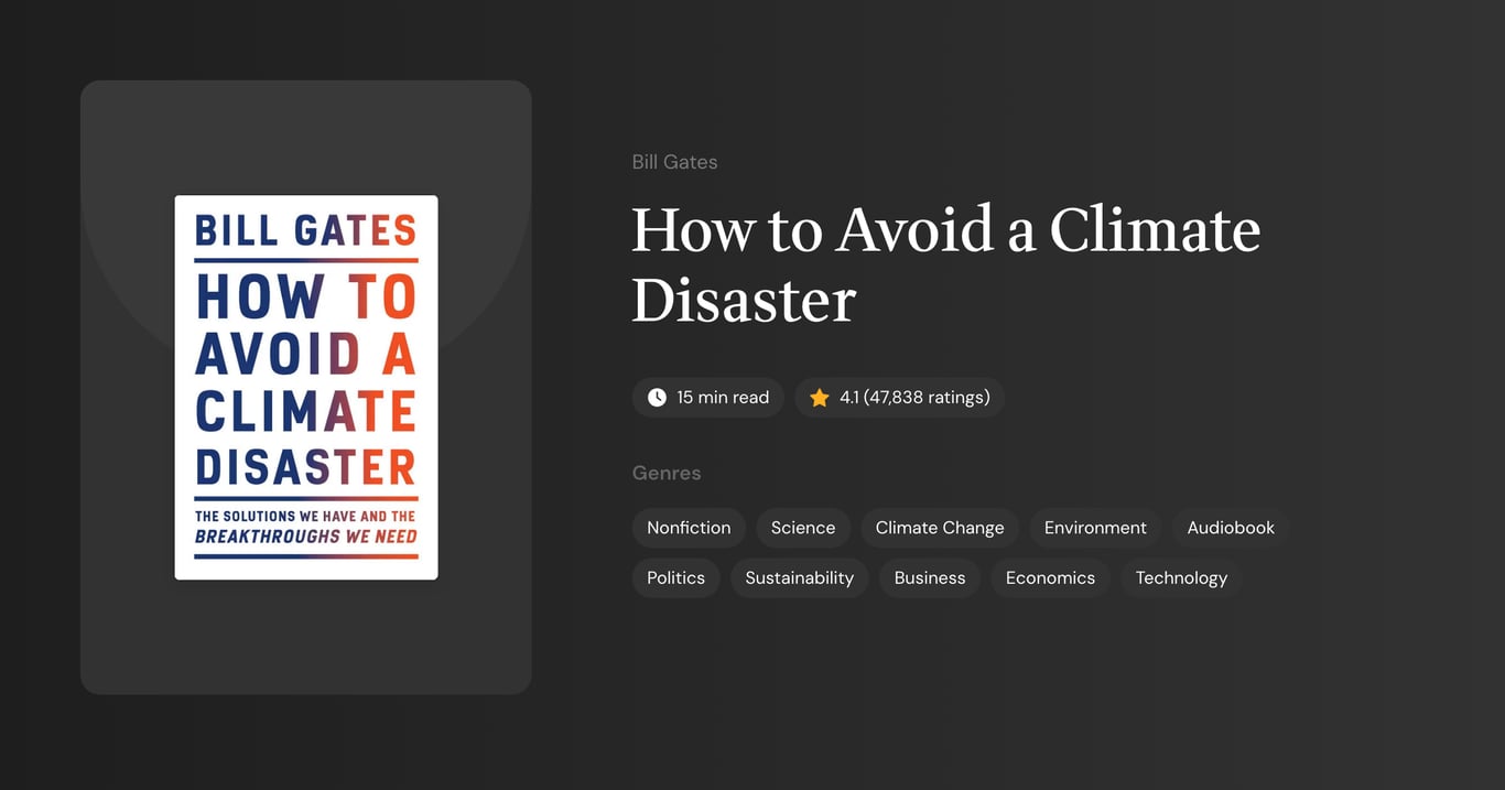 How to Avoid a Climate Disaster Book Summary