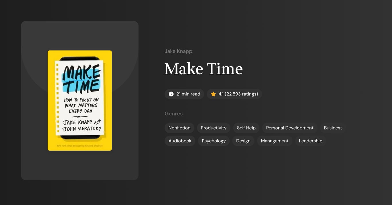 Make Time Book Summary