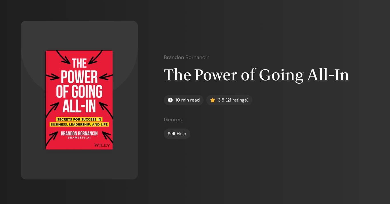 The Power of Going All-In Book Summary