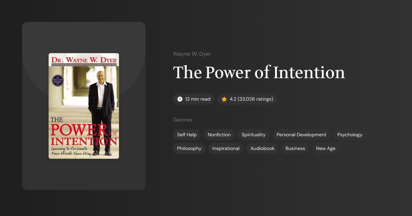 The Power of Intention Book Summary