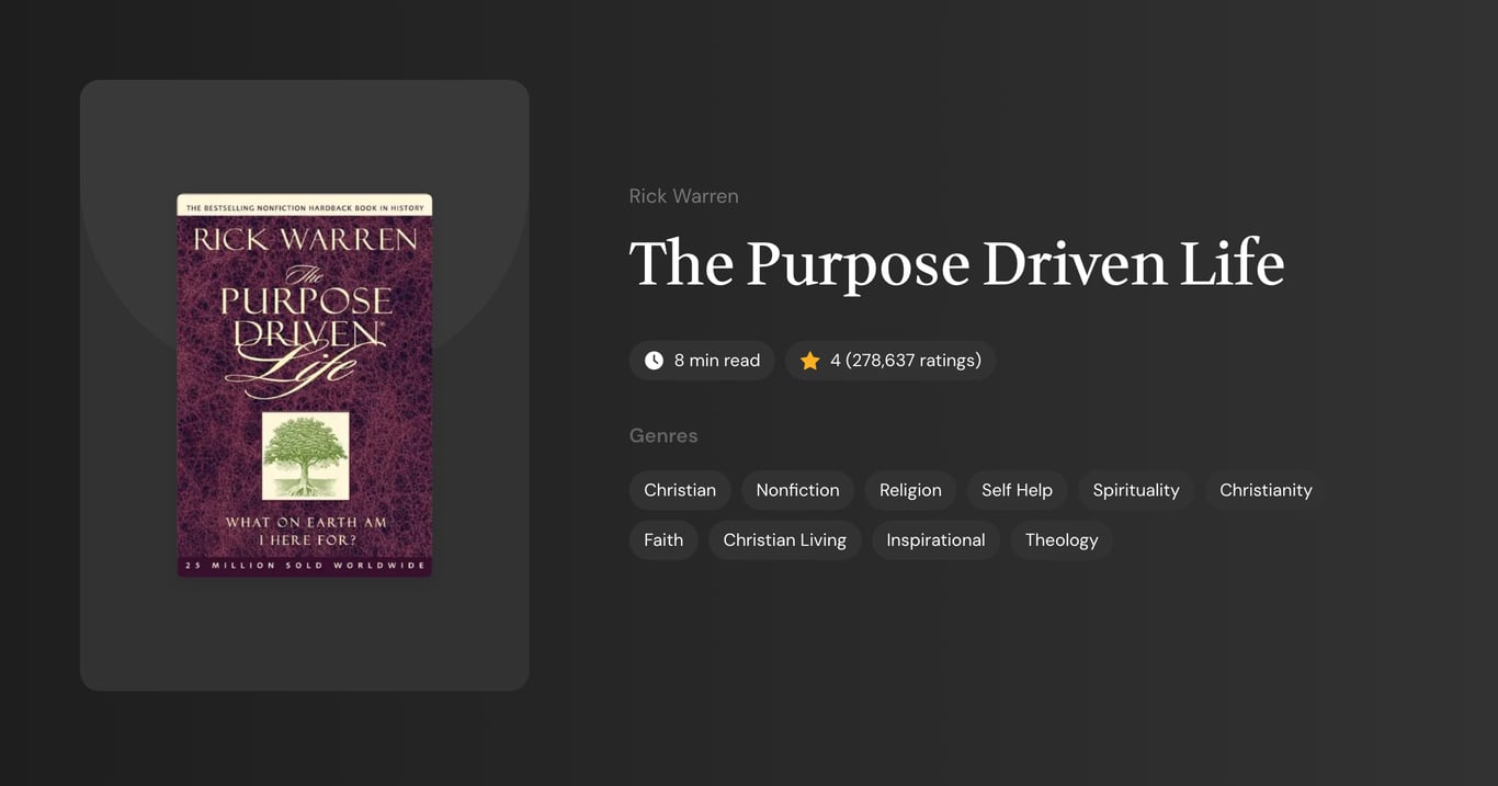The Purpose Driven Life Book Summary