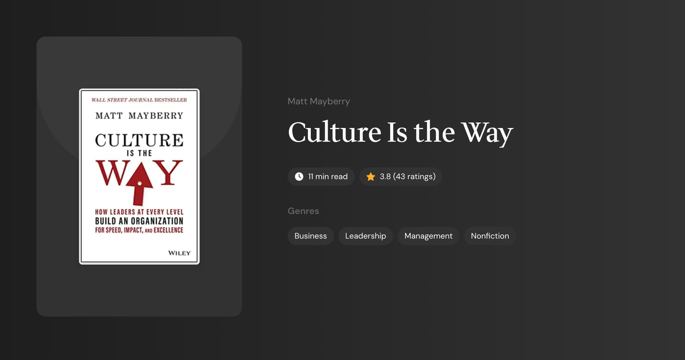 Culture Is the Way Book Summary