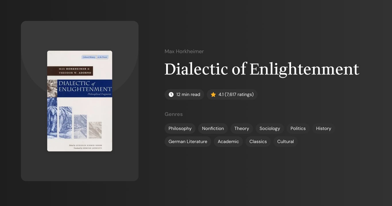 Dialectic of Enlightenment Book Summary