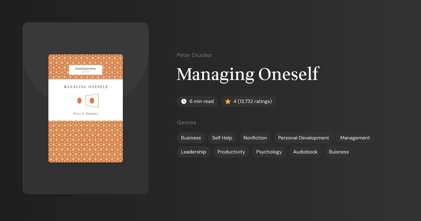 Managing Oneself Book Summary