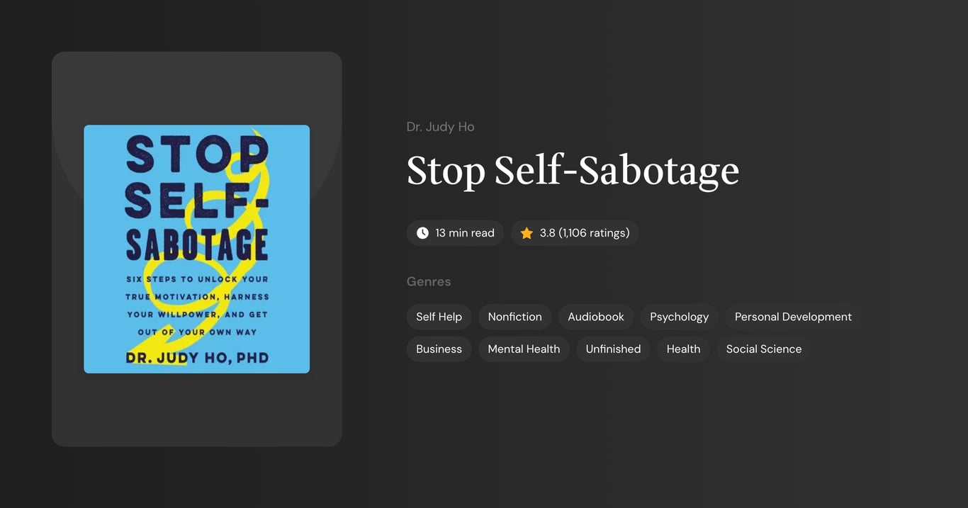 Stop Self-Sabotage Book Summary