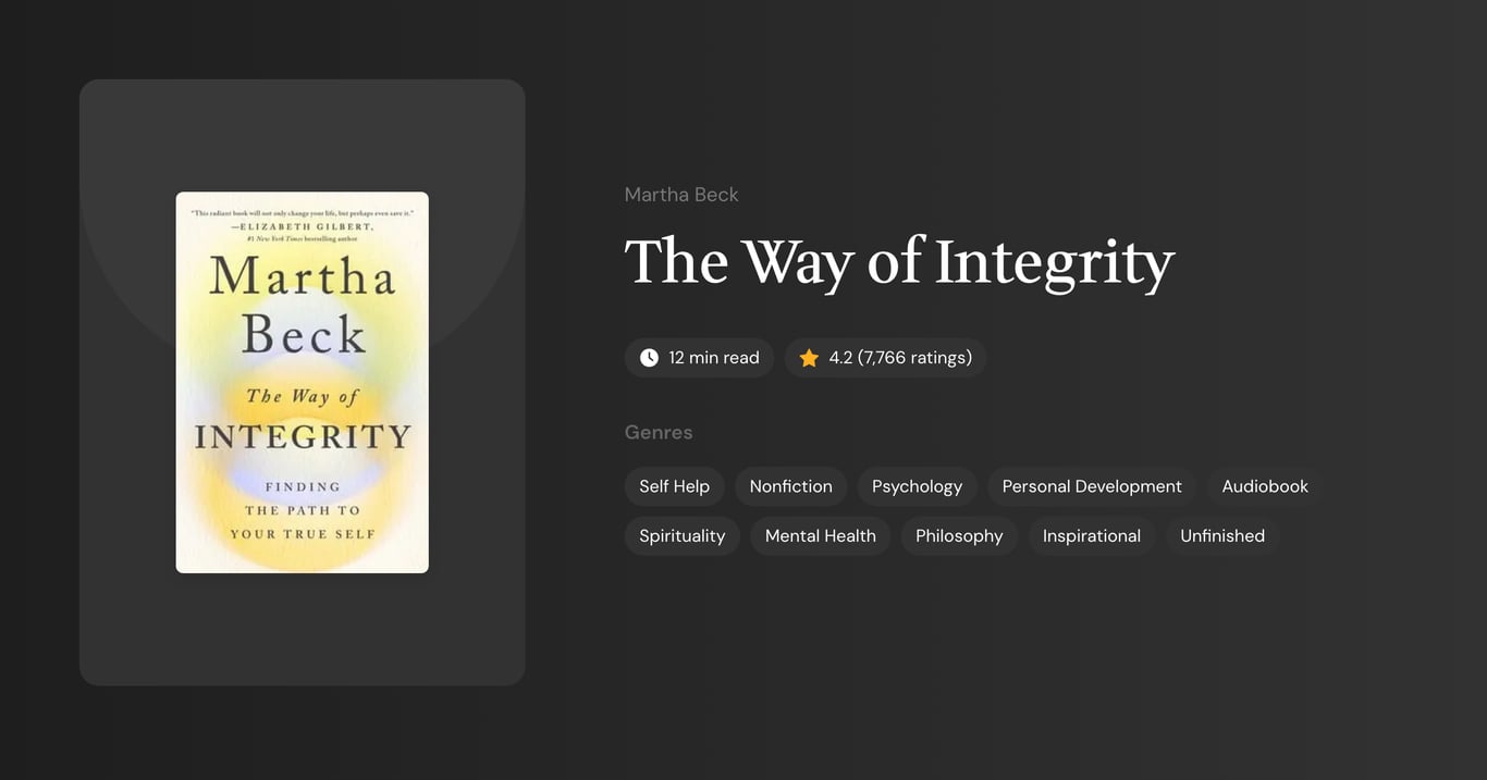 The Way of Integrity Book Summary