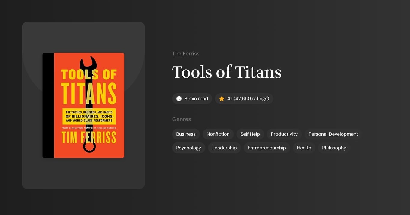 Tools of Titans Book Summary