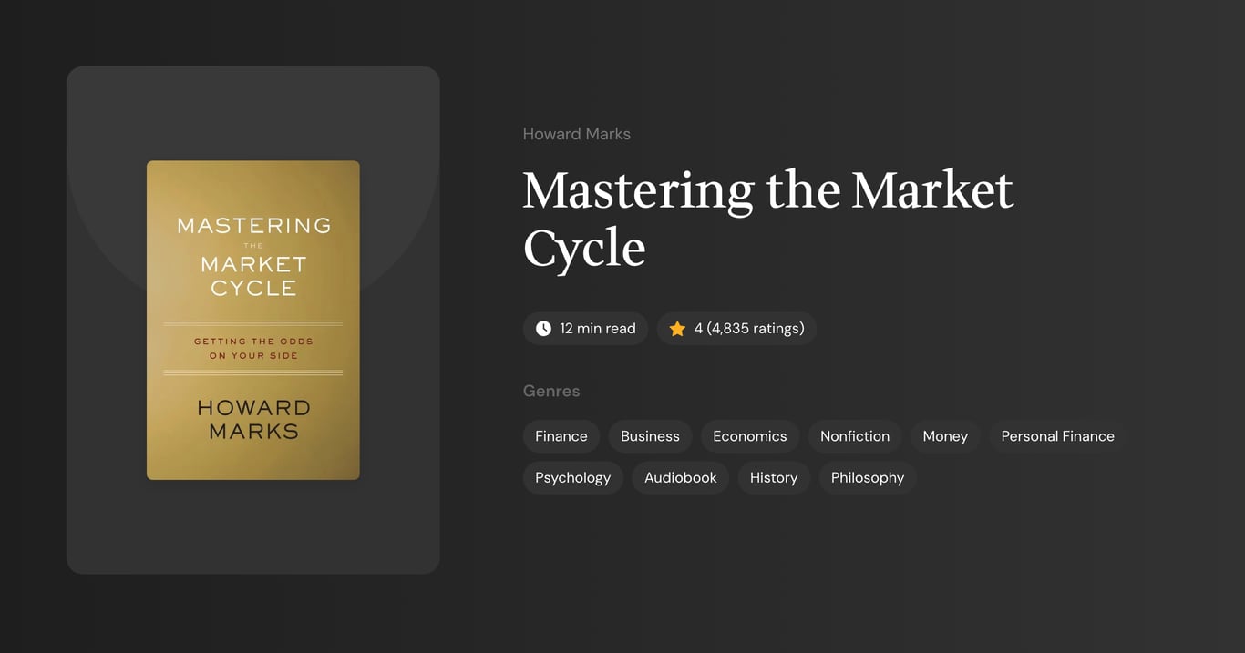 Mastering the Market Cycle Book Summary