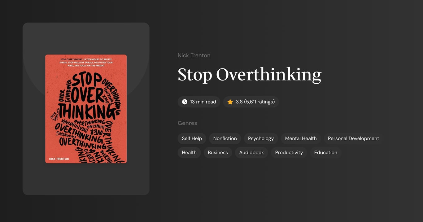 Stop Overthinking Book Summary
