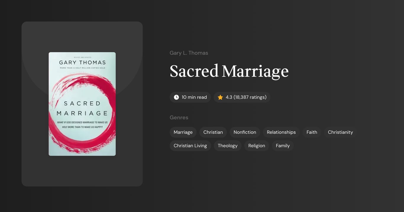 Sacred Marriage Book Summary