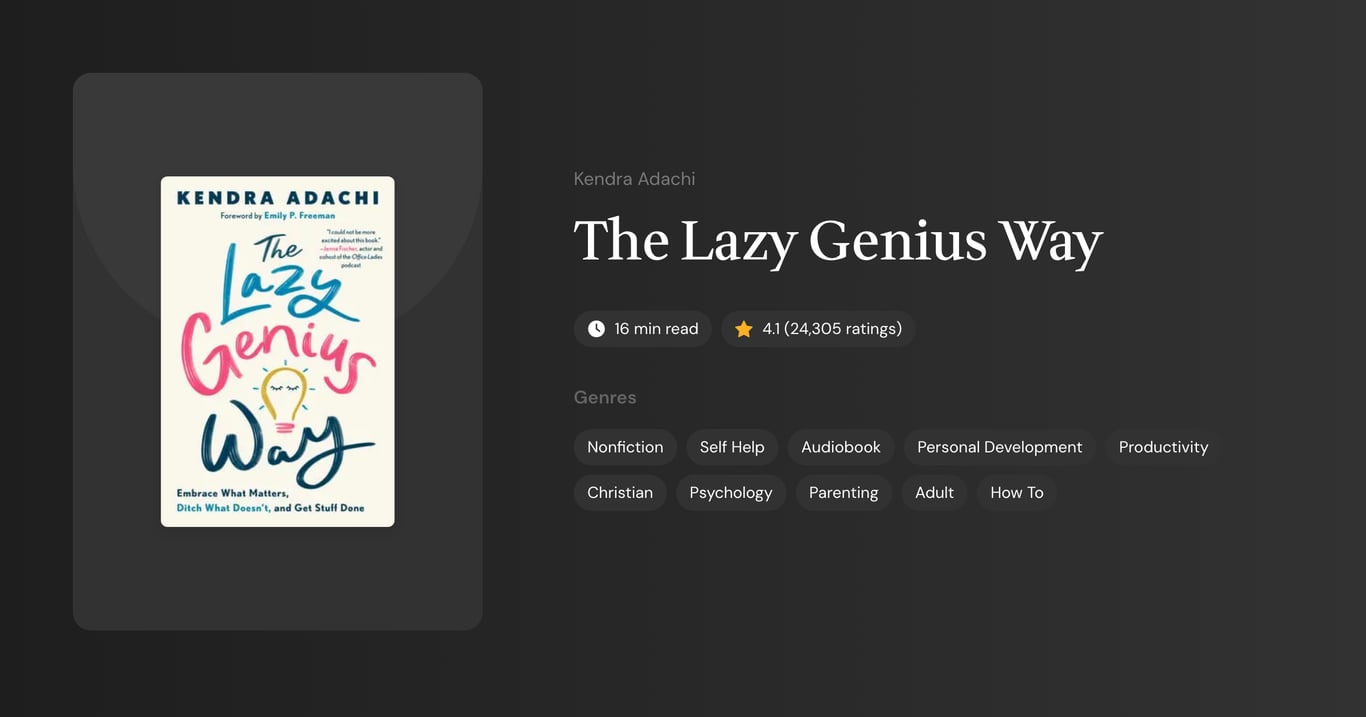 The Lazy Genius Way Book Summary