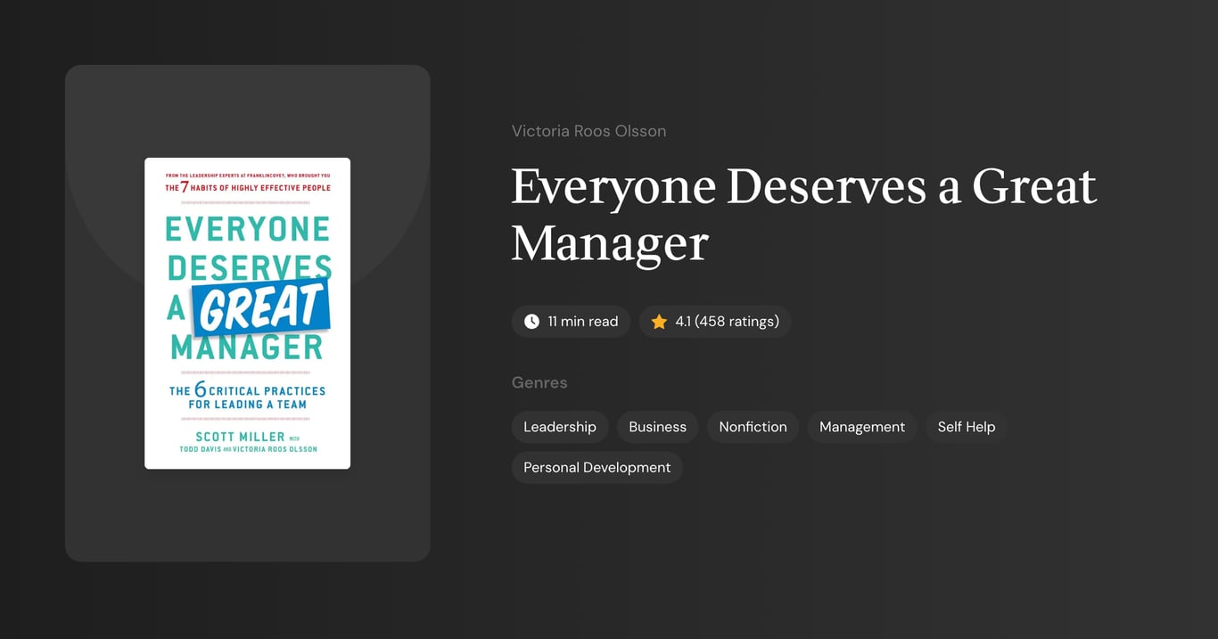 Everyone Deserves a Great Manager Book Summary