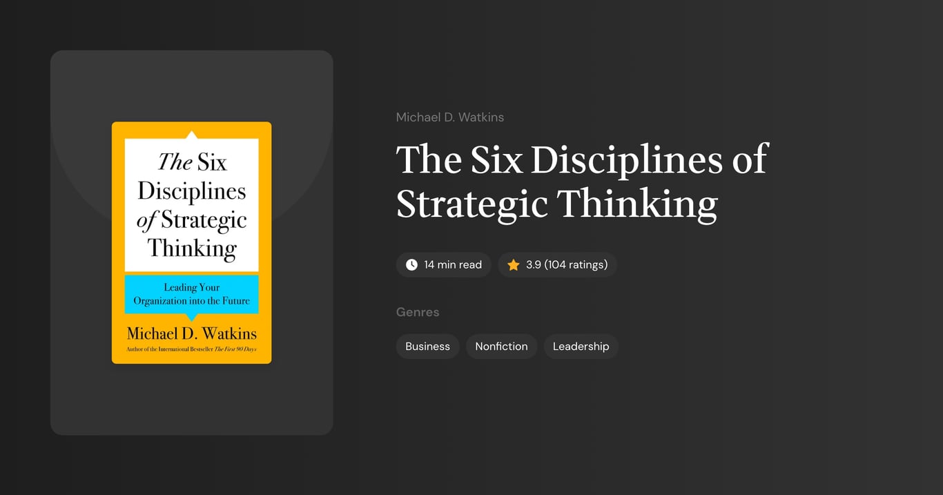 The Six Disciplines of Strategic Thinking Book Summary