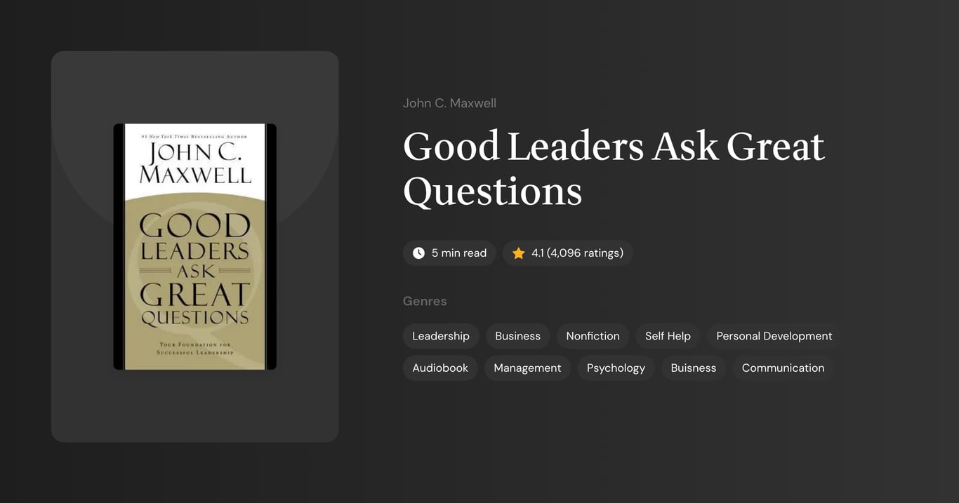 Good Leaders Ask Great Questions Book Summary