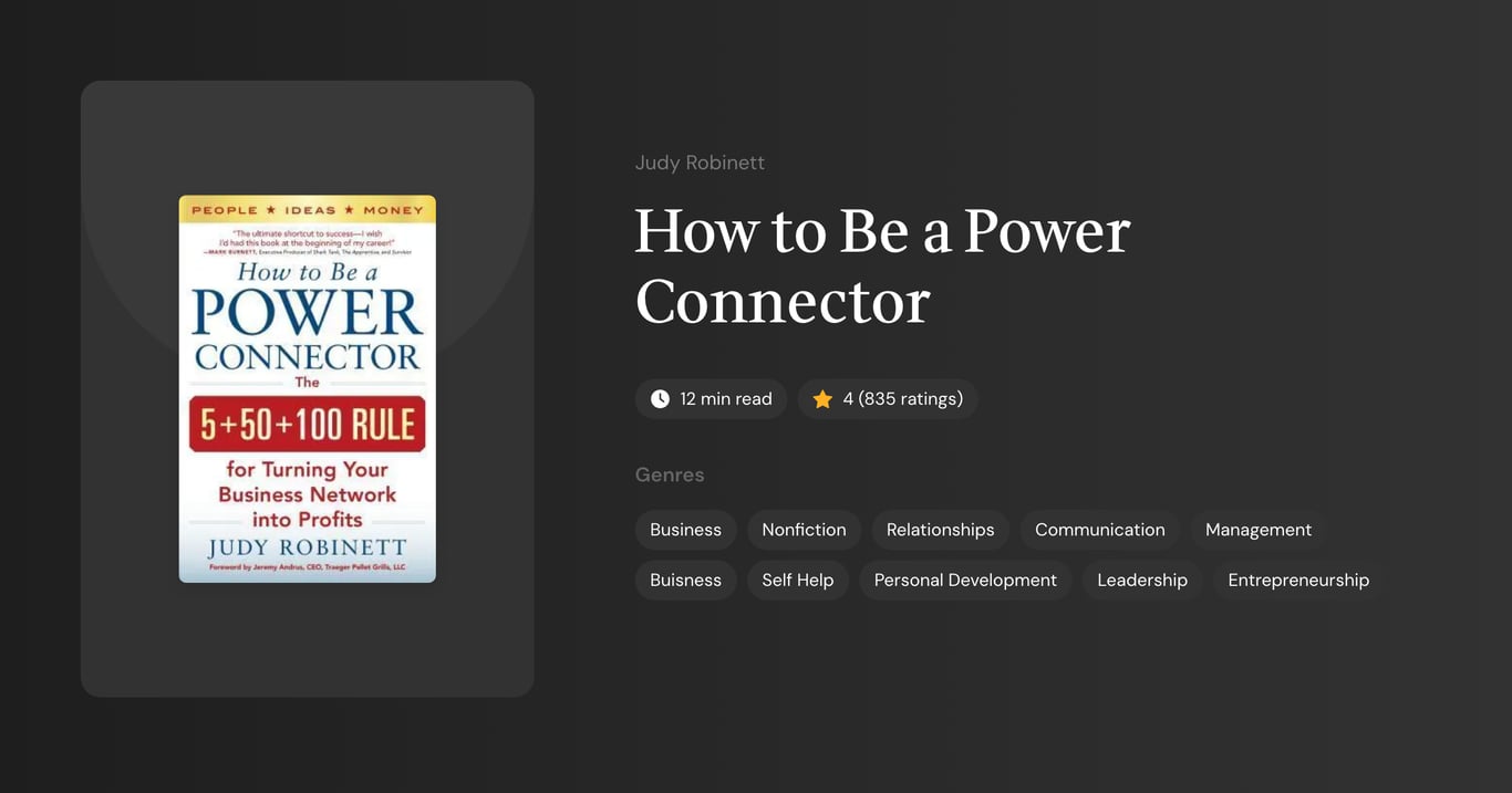 How to Be a Power Connector Book Summary