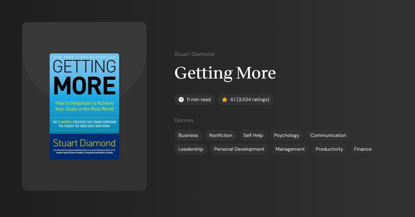 Getting More Book Summary