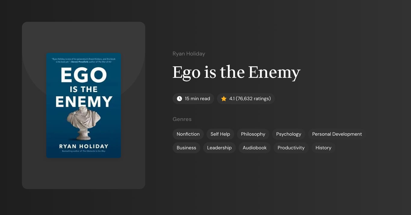 Ego is the Enemy Book Summary