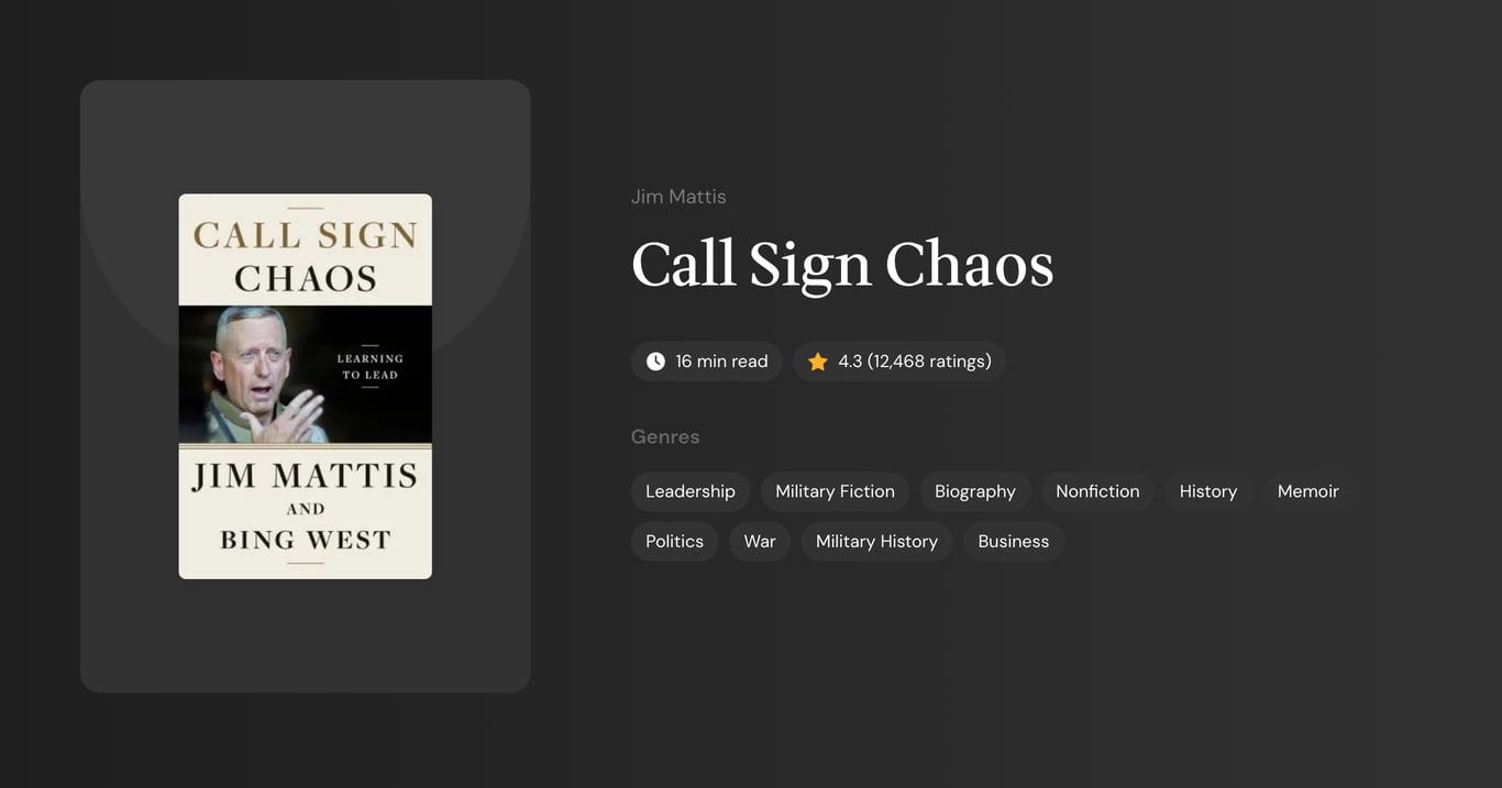 Call Sign Chaos Book Summary