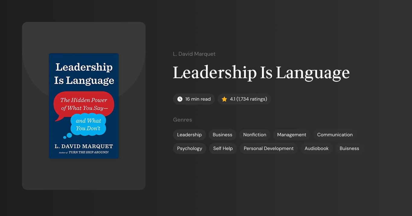 Leadership Is Language Book Summary