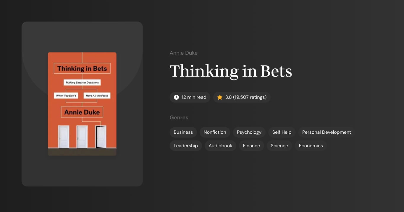 Thinking in Bets Book Summary