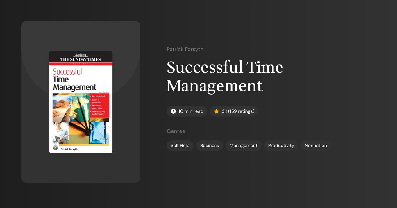Successful Time Management Book Summary