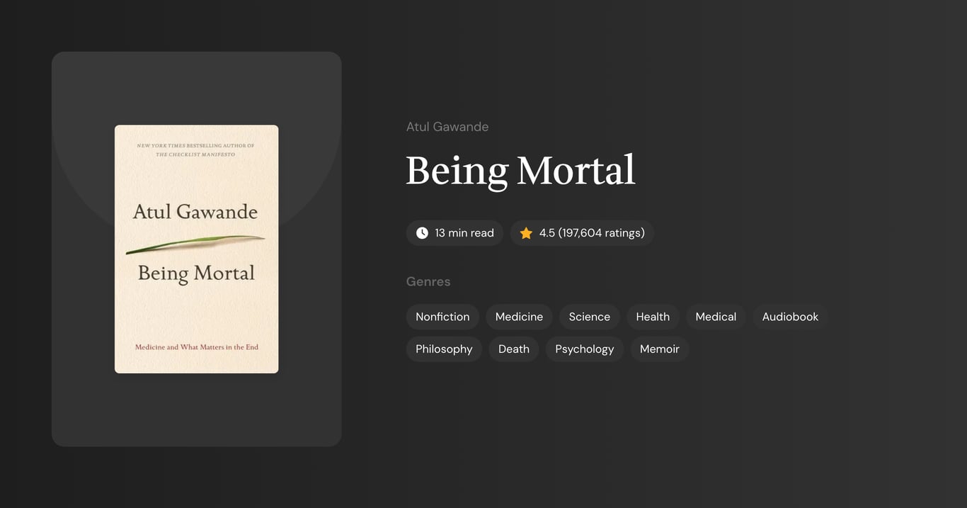 Being Mortal Book Summary