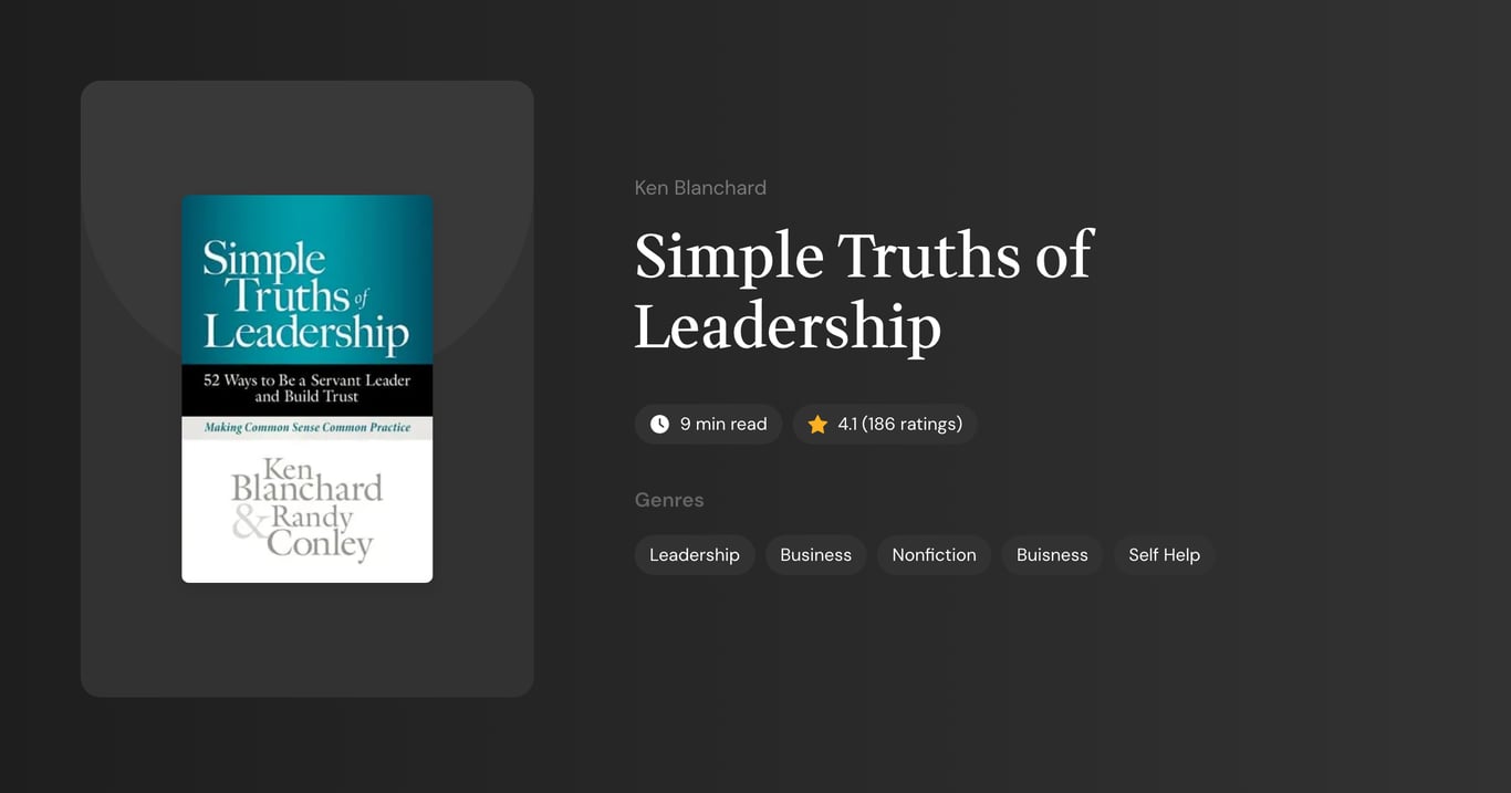 Simple Truths of Leadership Book Summary
