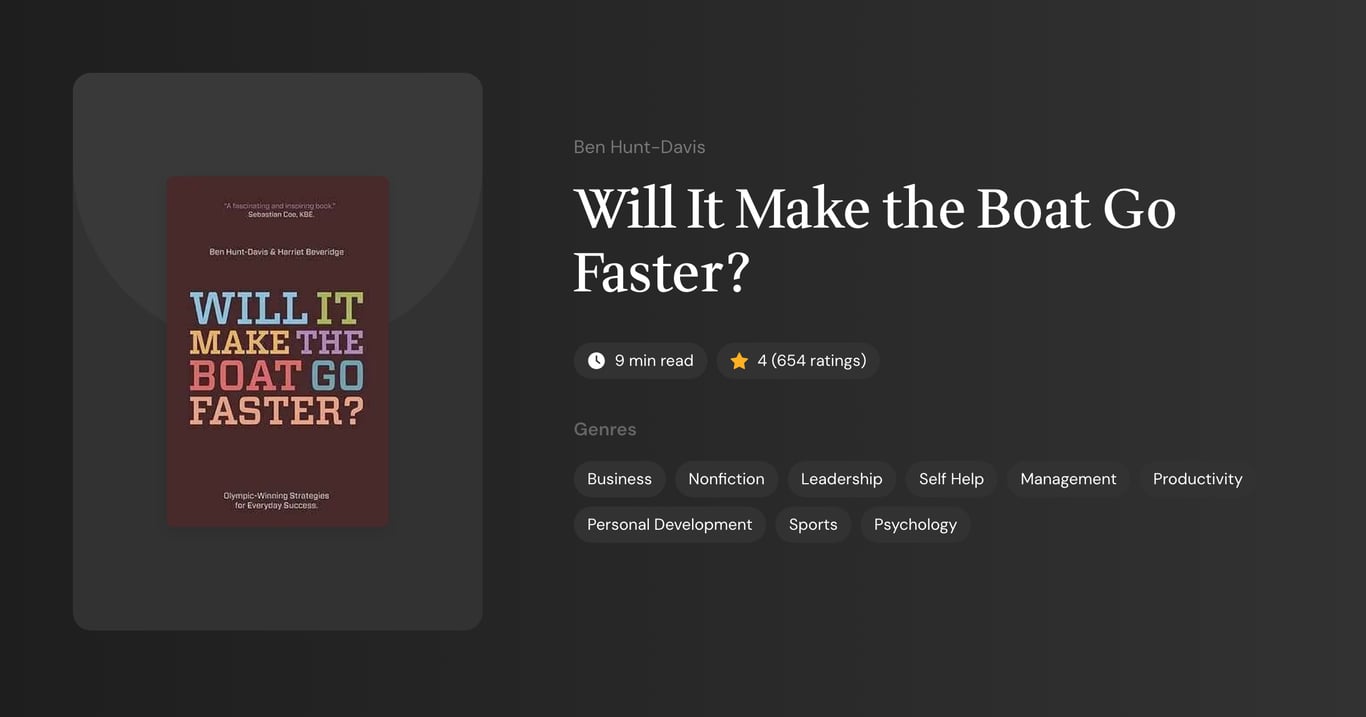 Will It Make the Boat Go Faster? Book Summary
