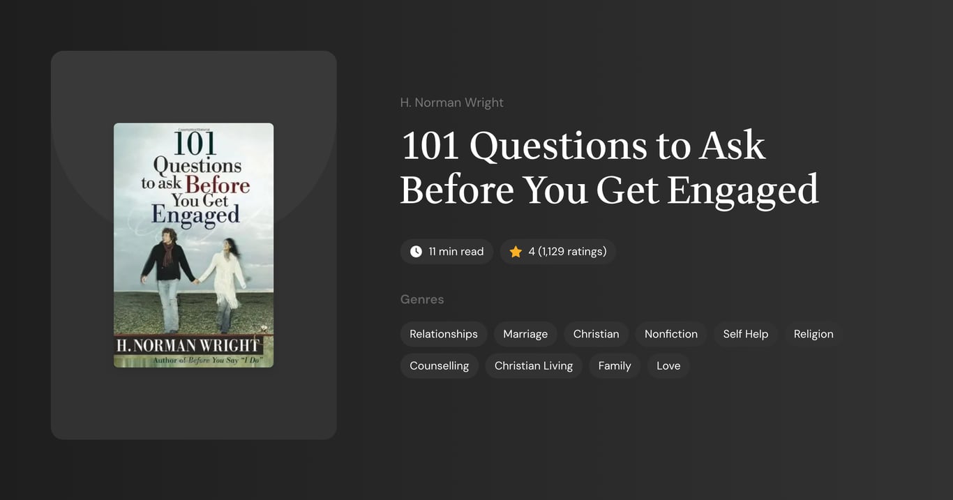 101 Questions to Ask Before You Get Engaged Book Summary