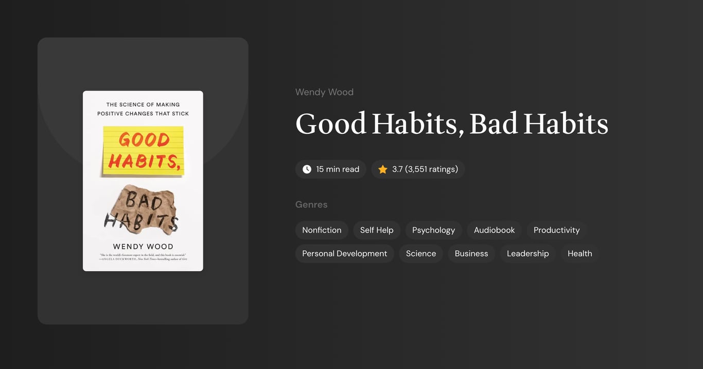 Good Habits, Bad Habits Book Summary