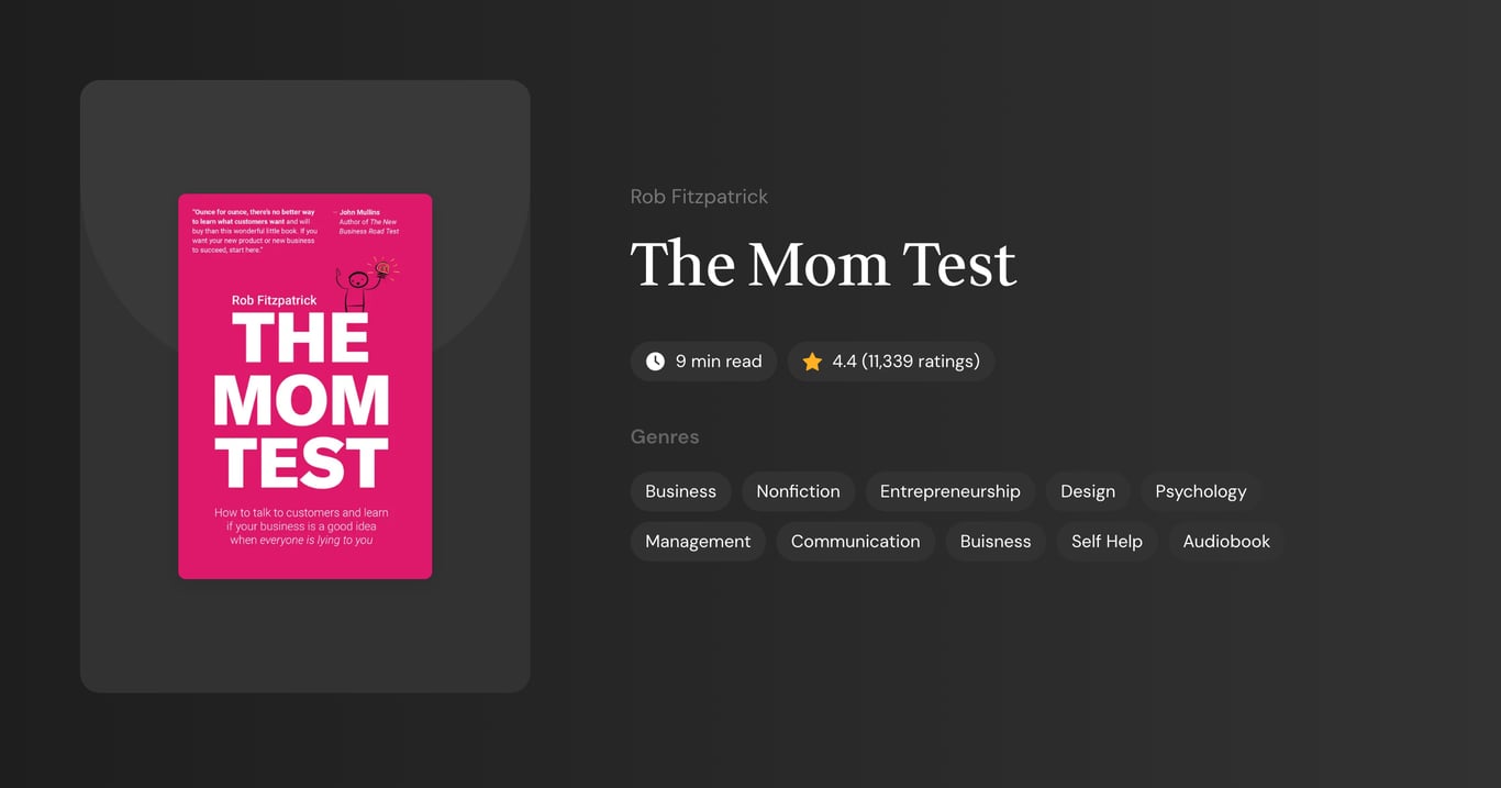 The Mom Test Book Summary