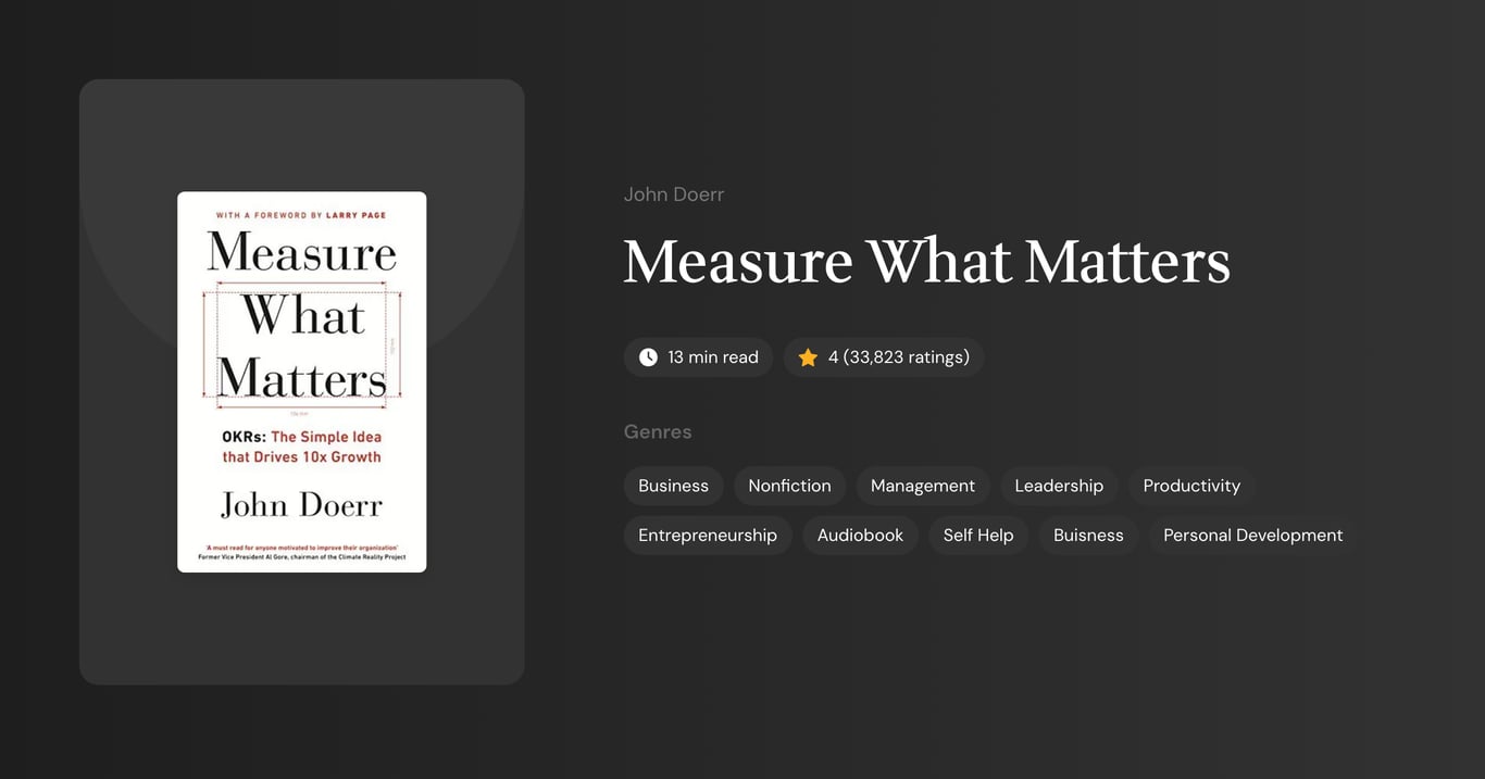 Measure What Matters Book Summary