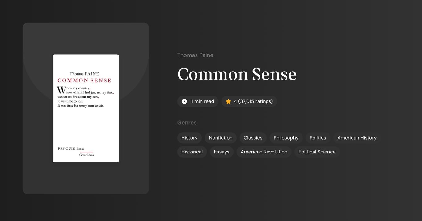 Common Sense Book Summary