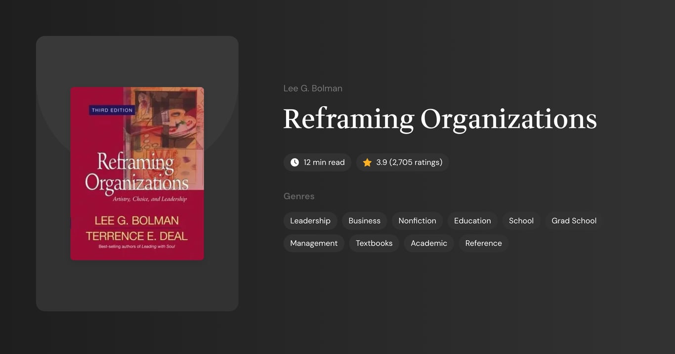 Reframing Organizations Book Summary