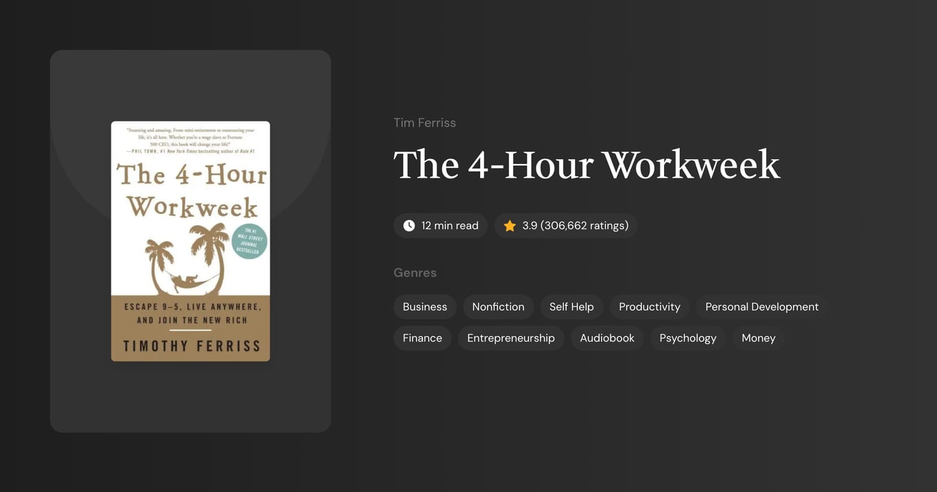The 4-Hour Workweek Book Summary